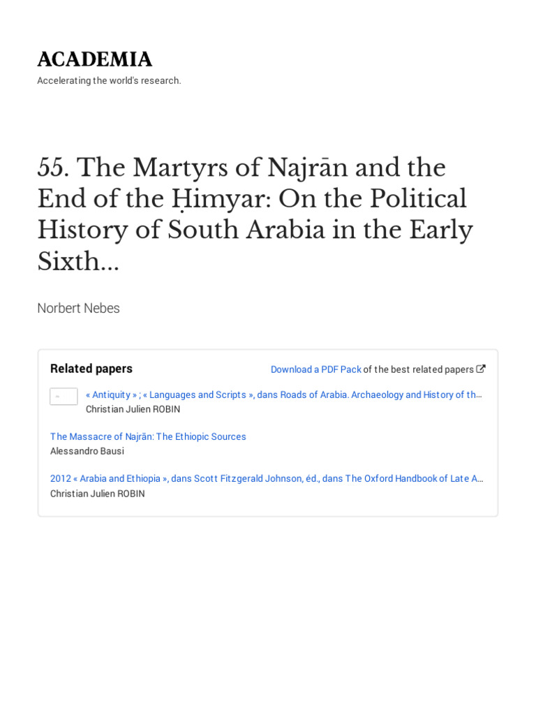 55.the Martyrs of Najran and The End of The Himyar. Leiden 2010 S. 27-59-With-cover-page-V2 | PDF