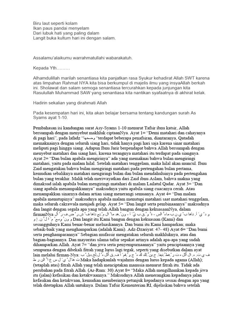 Kandungan Surah Asy Syams | PDF