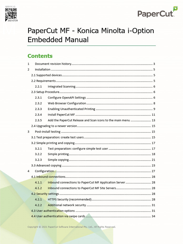 PaperCut MF - Konica-Minolta-iOption Embedded Manual | PDF | Public Key ...