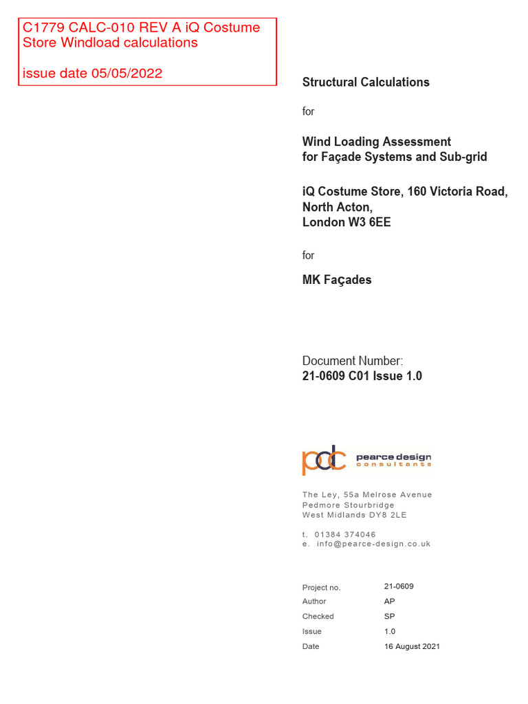 C1779 CALC-010 REV A Iq Costume Store Windload | PDF | Height