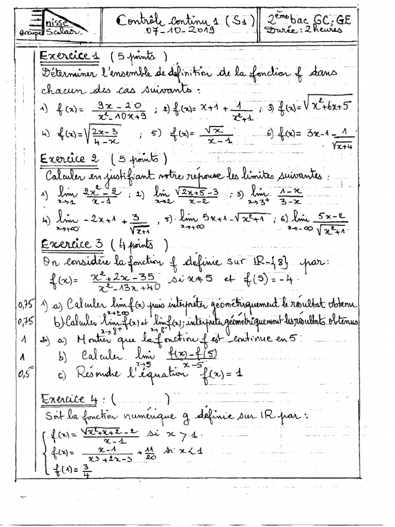 Devoir 1 Modele 16 Mathematiques 2 Bac Eco SGC Semestre 1 | PDF