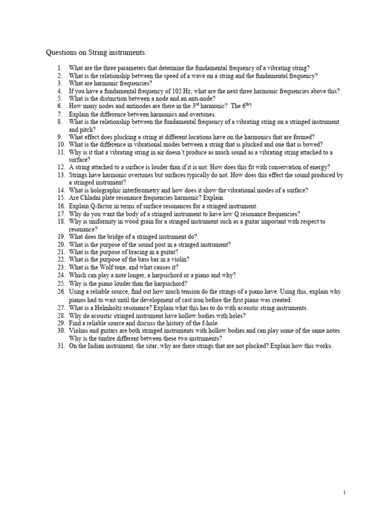 String Qs | PDF | Harmonic | String Instruments