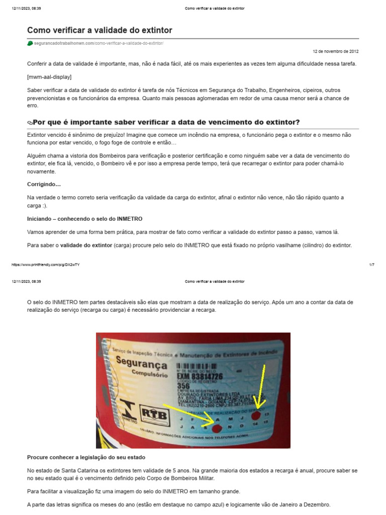 Validade do Extintor: Como Verificar | PDF