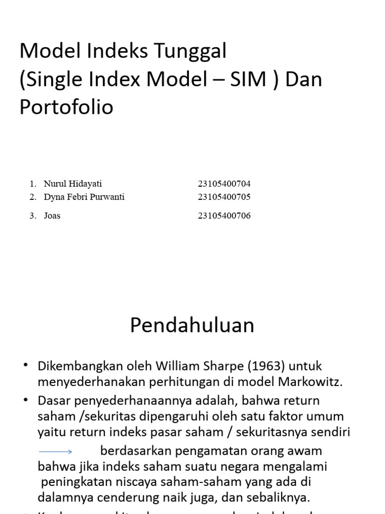 Kelompok 5 Analisis Investasi Dan Portofolio - Single Index Model | PDF