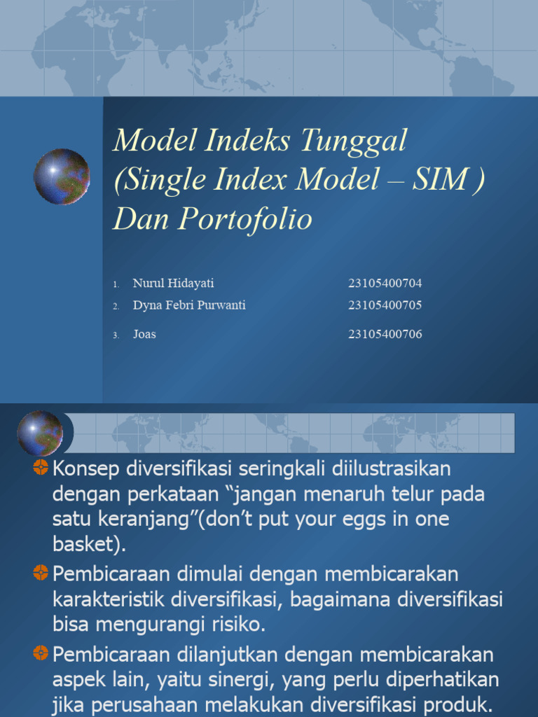 Model Indeks Tunggal (Single Index Model - SIM) Dan Portofolio | PDF