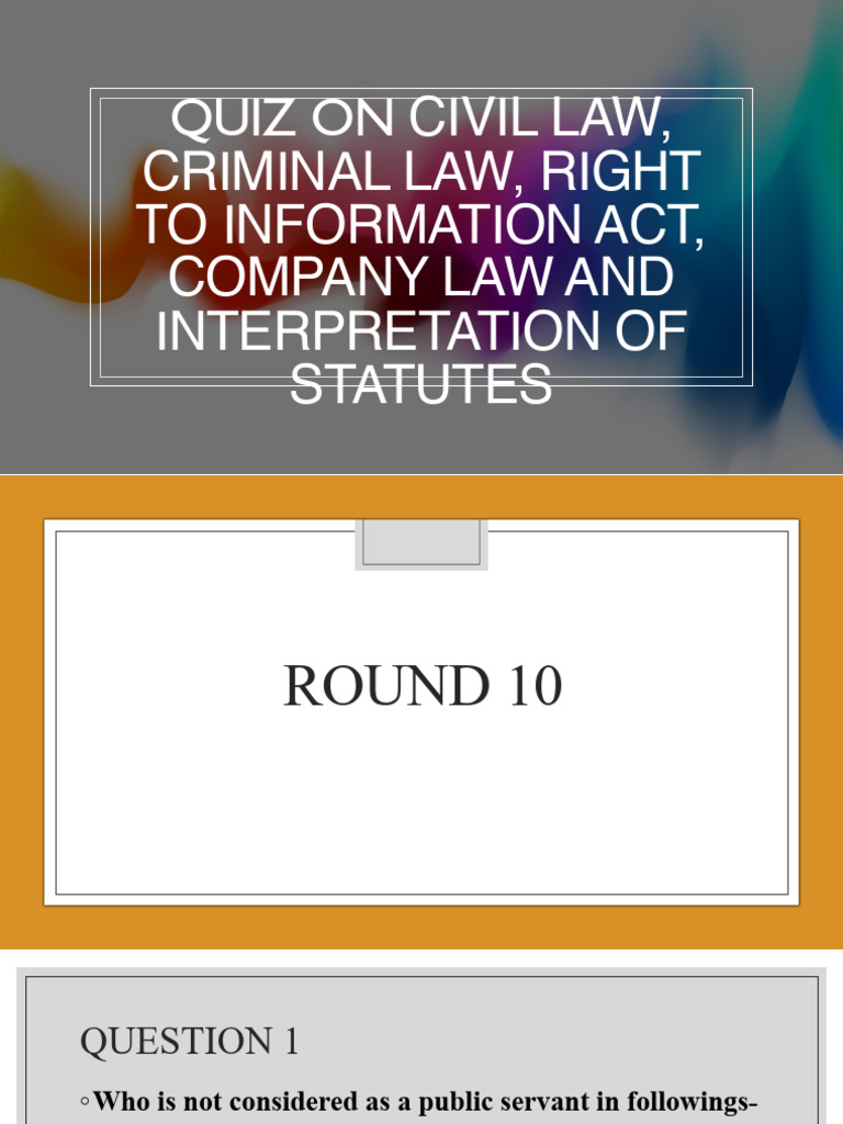 Round 10 Quiz Final | PDF | Liquidation | Common Law