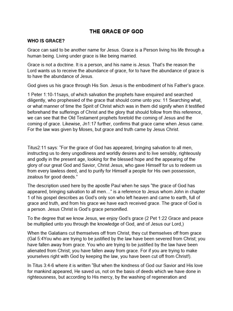 The Grace of God | Download Free PDF | Grace In Christianity | Jesus