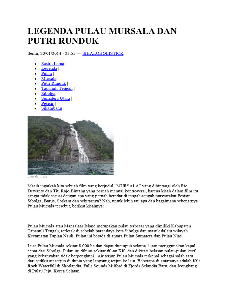 Legenda Pulau Mursala & Putri Runduk | PDF