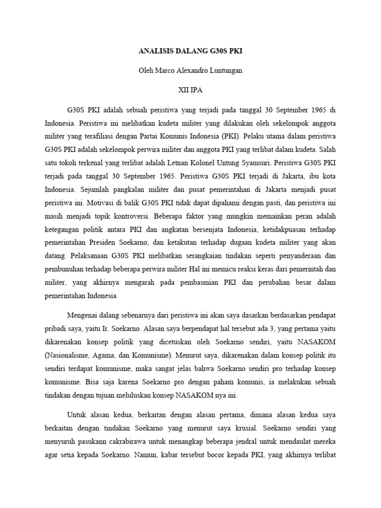 Analisis Dalang G30S Pki | PDF | Sejarah | Fiksi Misteri, Thriller, & Kejahatan