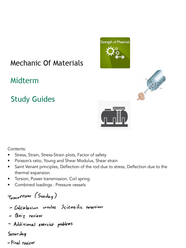 Mechanic of Materials Midterm Guide | PDF | Deformation (Engineering) | Stress (Mechanics)