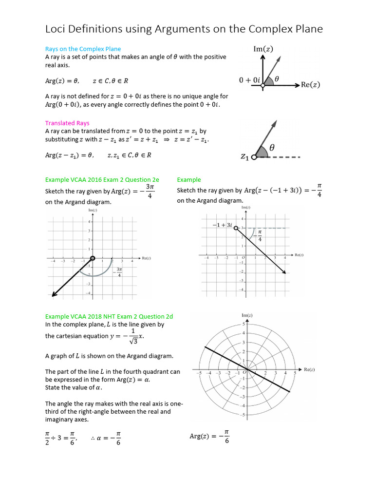 Loci Definitions Using Arguments On The Complex Plane | PDF | Cartesian ...
