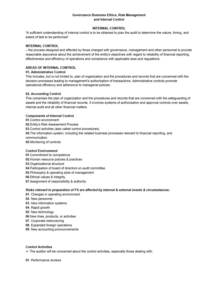 Internal Control PDF Internal Control Audit