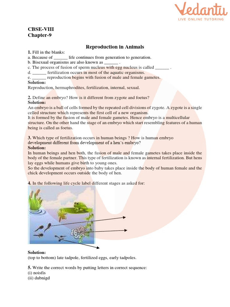 CBSE Class 8 Science Reproduction in Animals Worksheets With Answers ... CBSE Class 8 Science Reproduction in Animals Worksheets With Answers ...