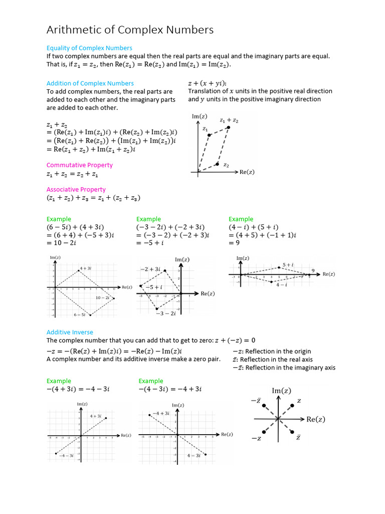 Arithmetic of Complex Numbers | PDF | Complex Number | Arithmetic