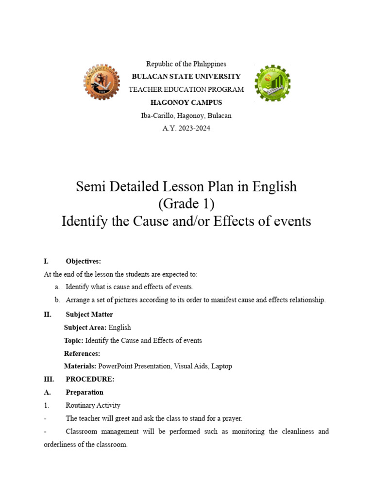 Semi Detailed Lesson Plan in English - Balingit Ali Joyce G. | PDF ...