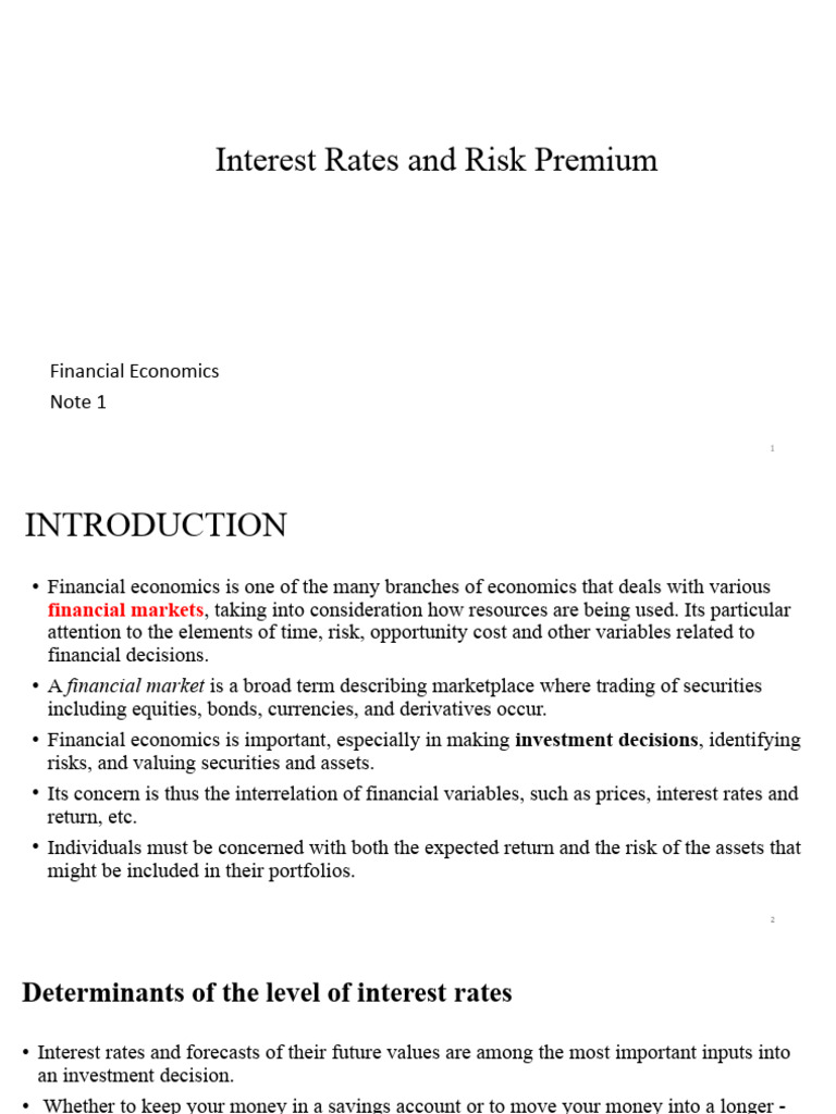 Understanding Interest Rates and Risk Premiums | PDF | Standard ...