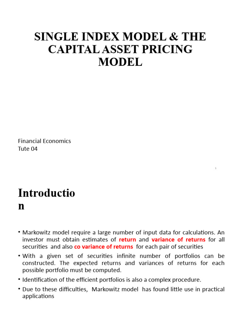 Single Index Model & The Capital Asset Pricing Model | PDF | Capital ...
