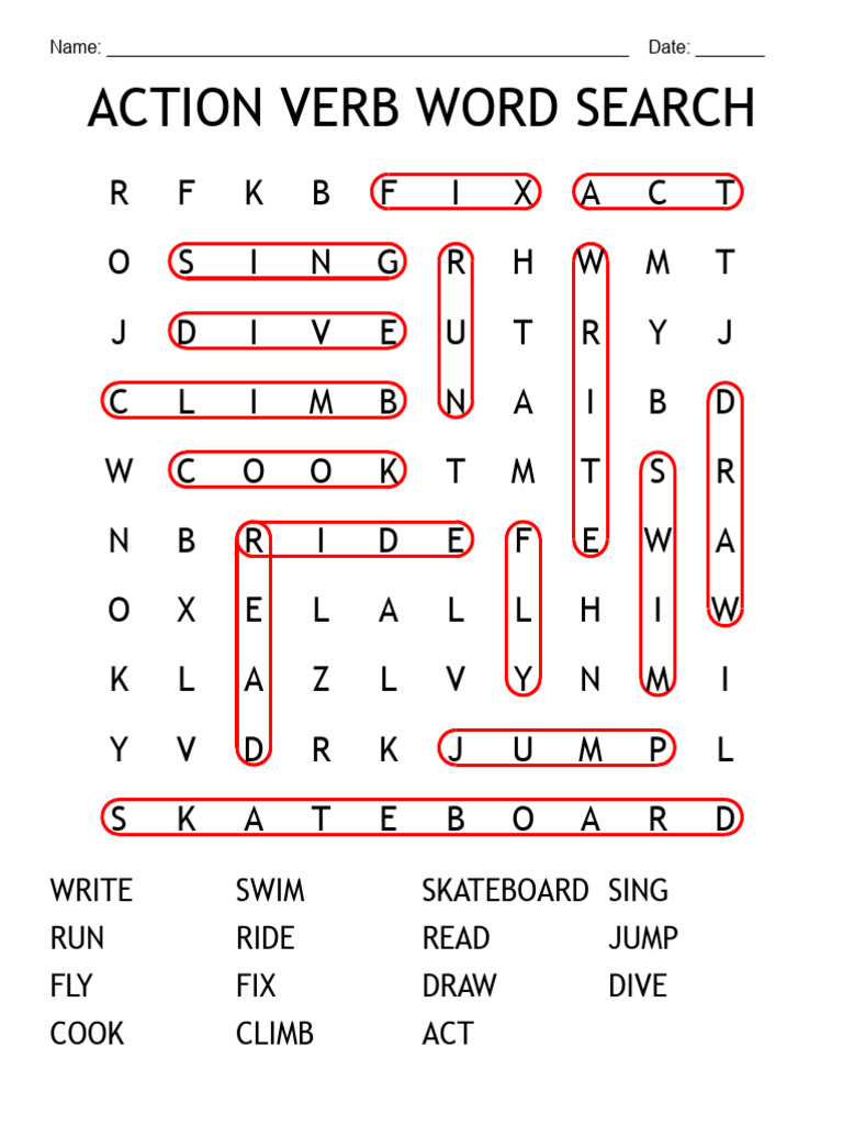 Action Word Search | PDF