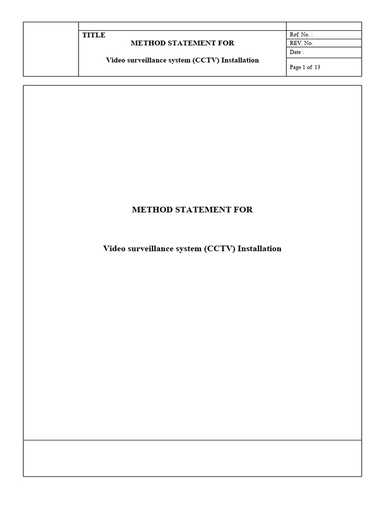 Method Statement For Installation of CCTV Video Surveillance System | PDF | Electrical Wiring ...