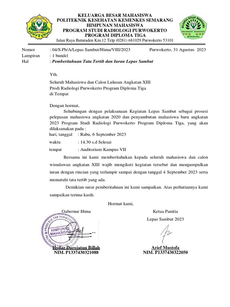 Surat Edaran Lepas Sambut | PDF