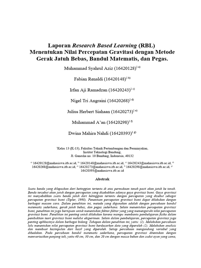 Laporan RBL Jadi | PDF