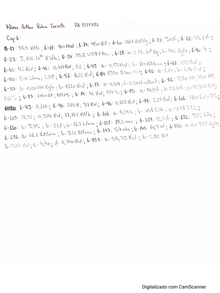 Lista Termo Cap 6 - Arthur Rubini Zorzete | PDF