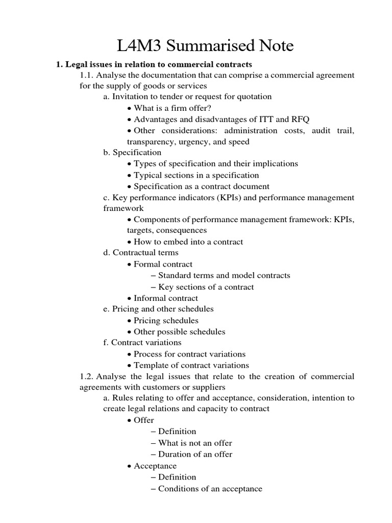 L4M3 Summarised Note Revised | PDF | Performance Indicator | Misrepresentation