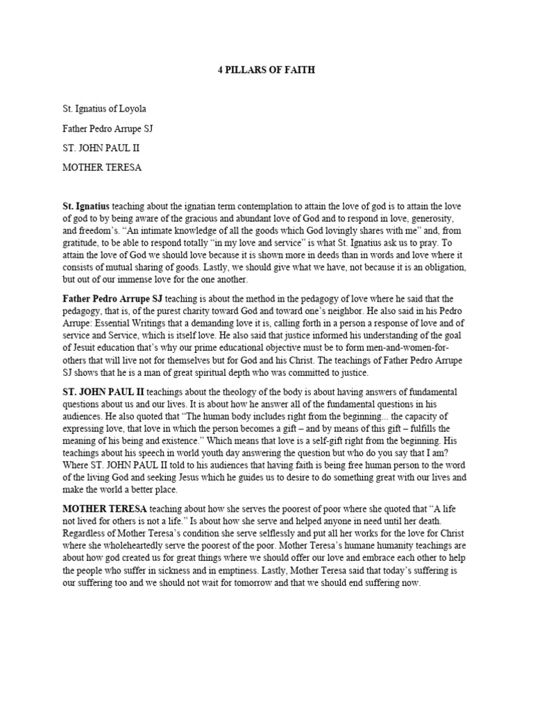 4 Pillars of Faith | PDF | Love | Ignatius Of Loyola