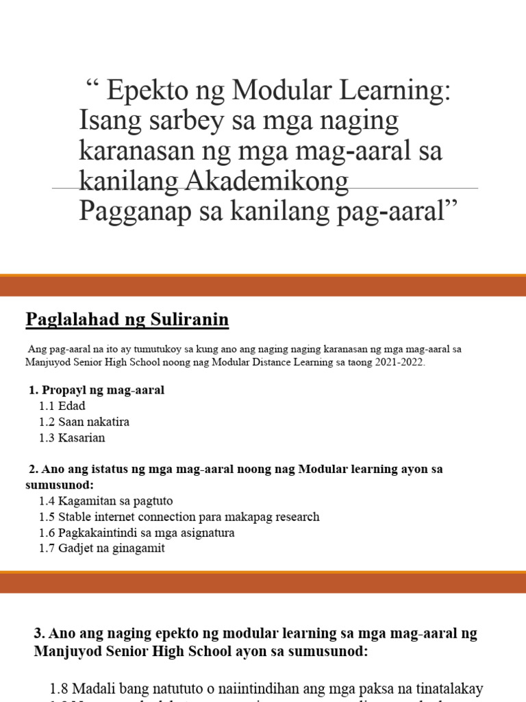 Epekto NG Modular Learning | PDF