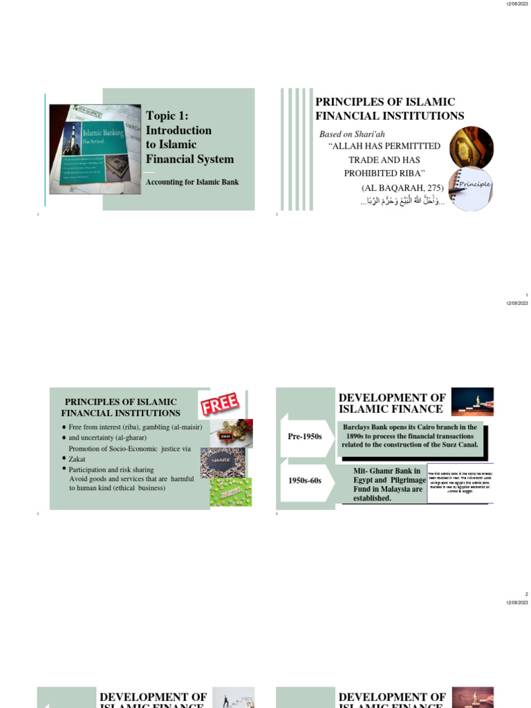 Topic 1.1 Introduction To Islamic Financial System - Revised | PDF | Islamic Banking And Finance ...