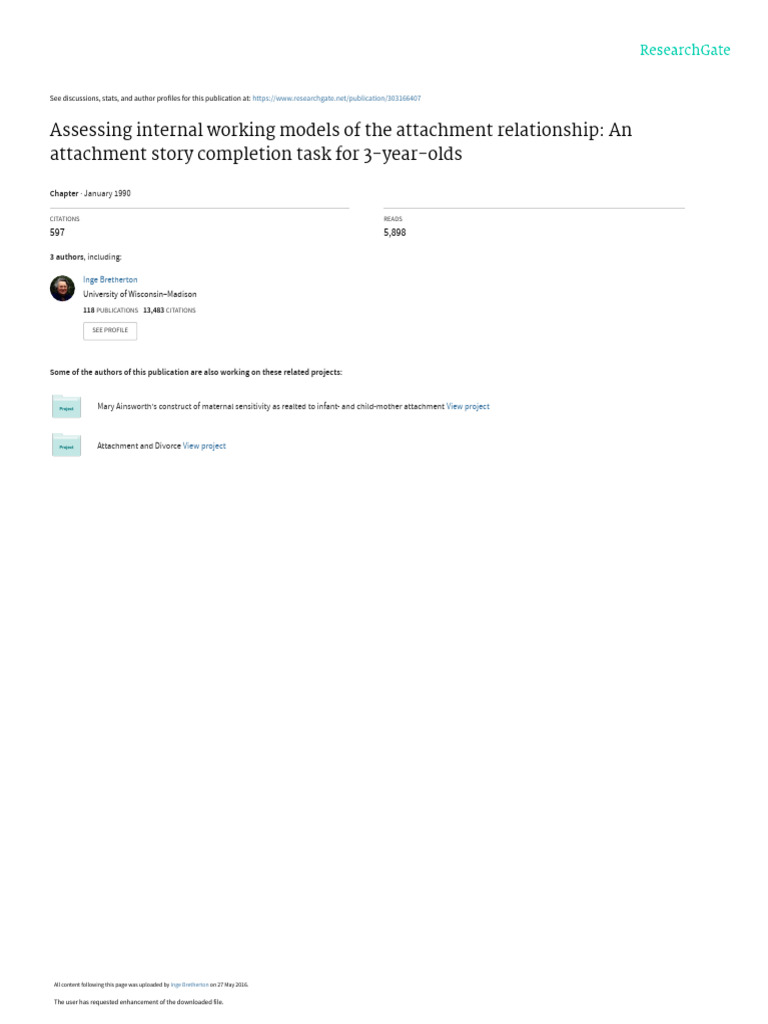 Assessing Internal Working Models of The Attachment Relationship | PDF