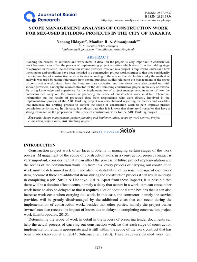 Scope Management Analysis of Construction Work For | PDF | Quantitative ...