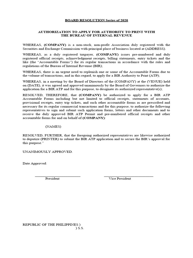 Sample Board Resolution | Download Free PDF | Receipt | Justice