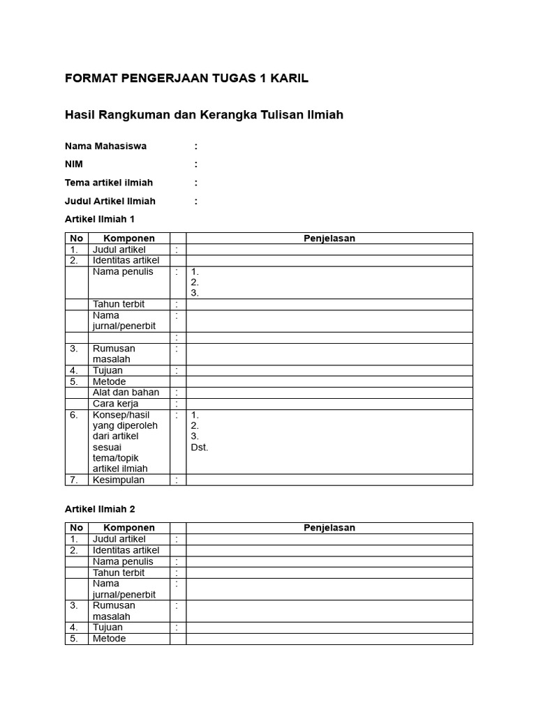 Format Tugas 1 Karya Ilmiah UT | PDF | Karier & Perkembangan | Sains & Matematika