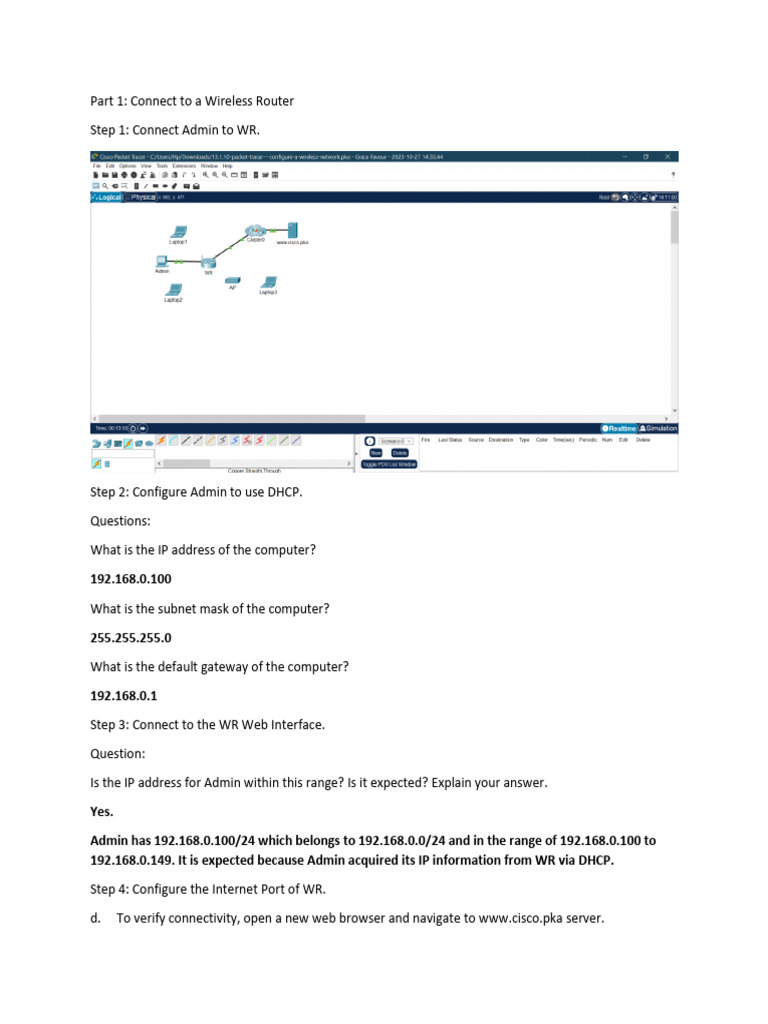 Assignment (Wireless Network Configuration) | PDF