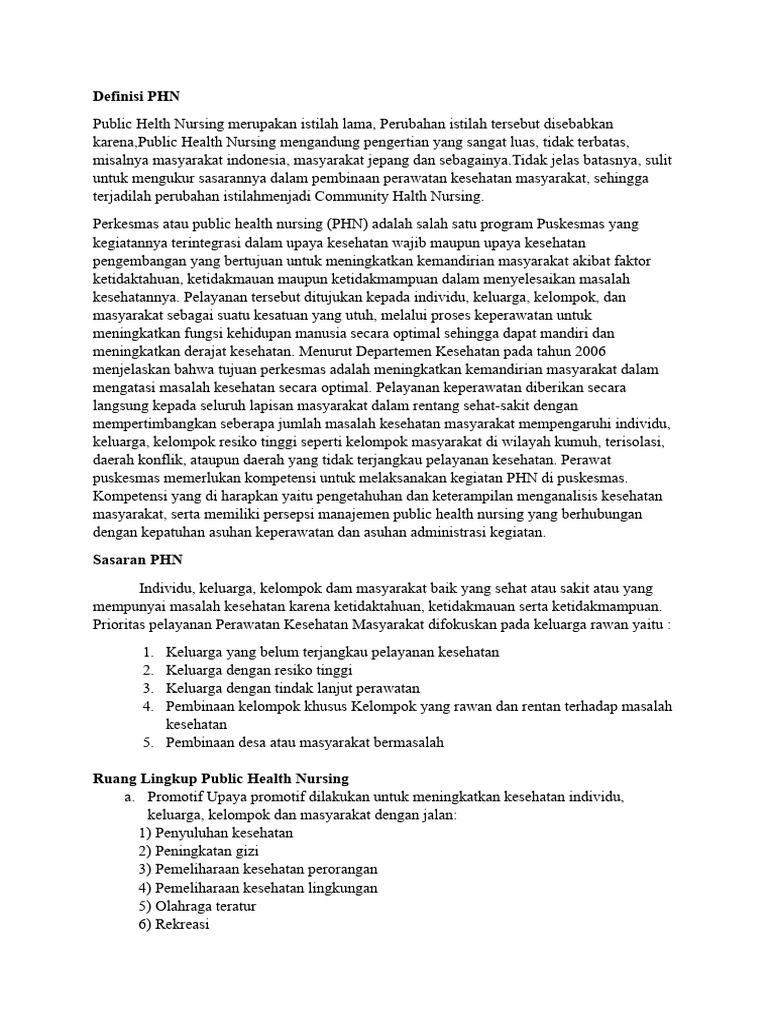 Definisi PHN | PDF | Pengembangan Diri | Kesehatan Holistik
