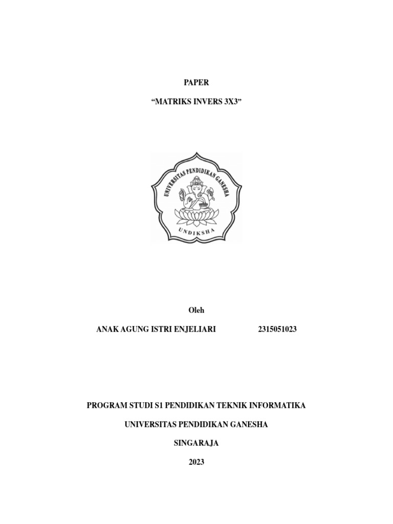 Matriks Invers 3x3: Rumus dan Contoh | PDF
