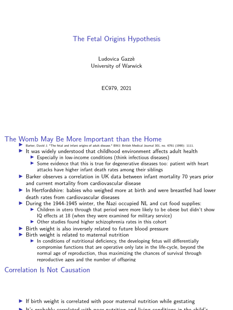 Fetal Origins Hypothesis Explained | PDF | Fetus | Health Sciences