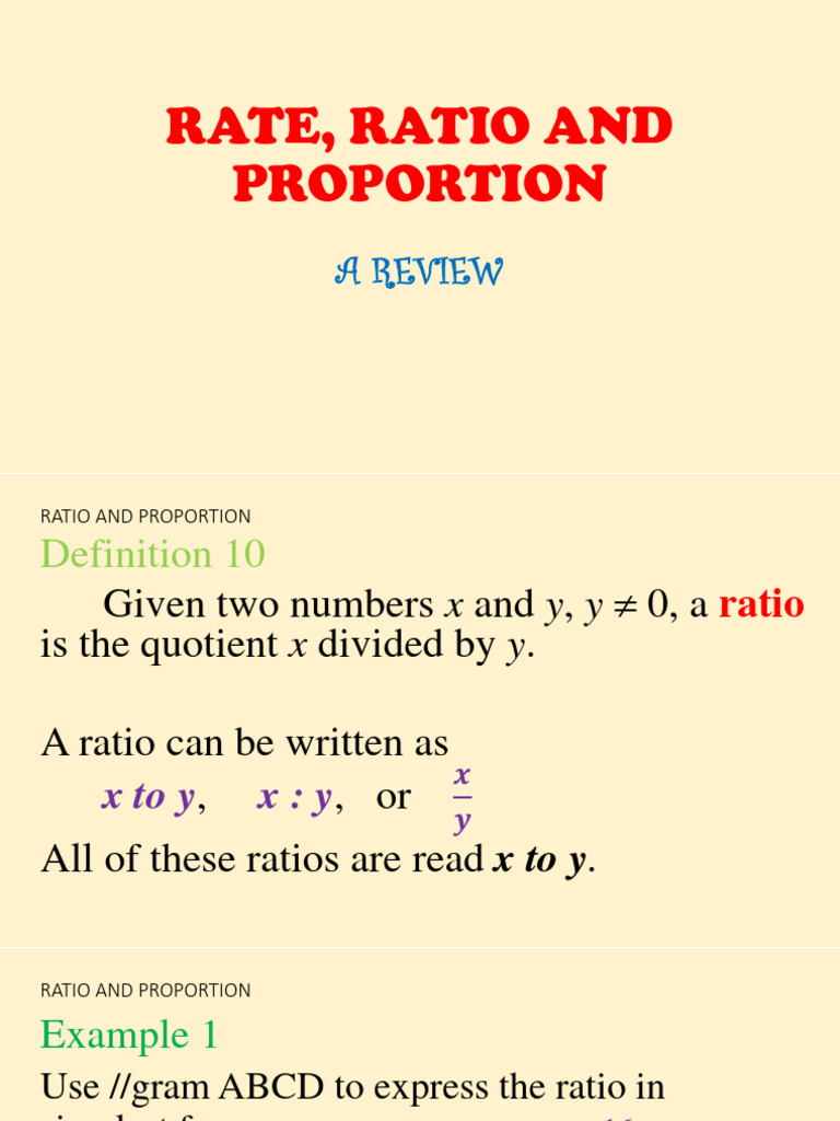 Rate Ratio Proportion | PDF | Ratio | Mathematics