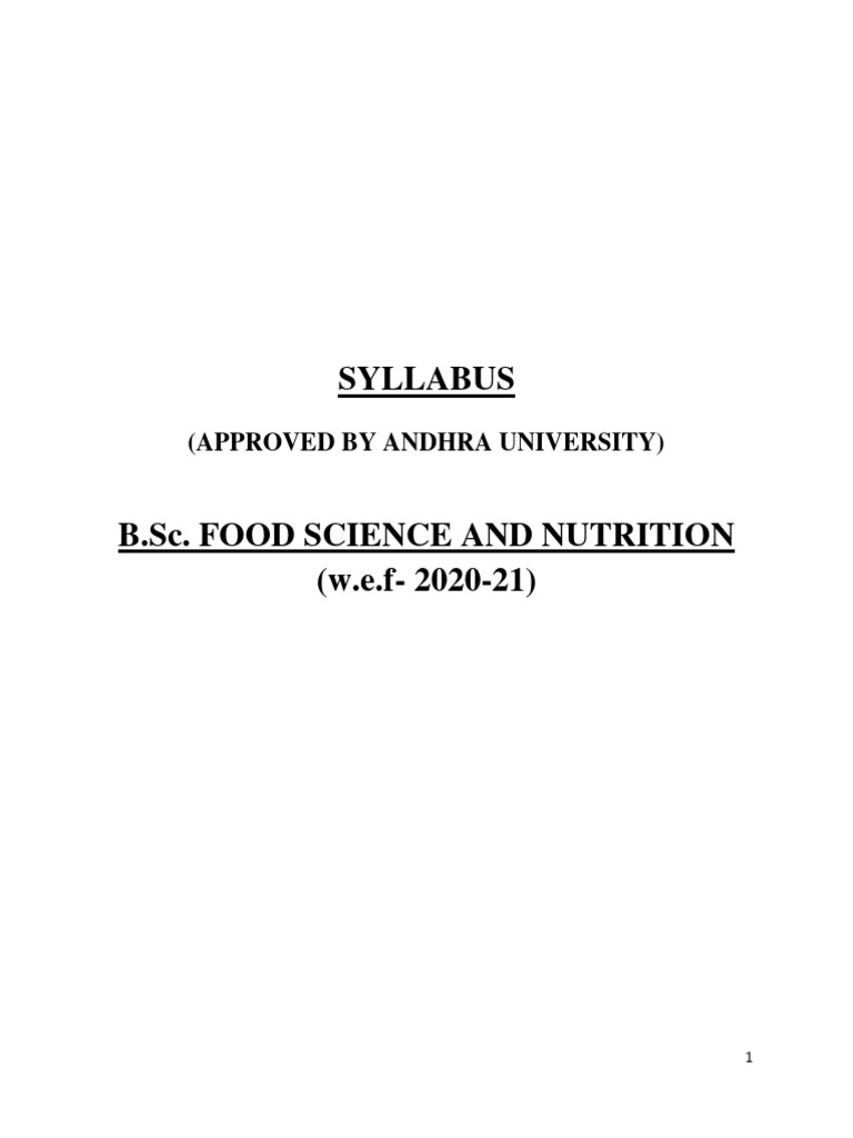B.SC Food Sci Nutrition New Syllabus Wef 2020 21 Ay | PDF | Cooking ...