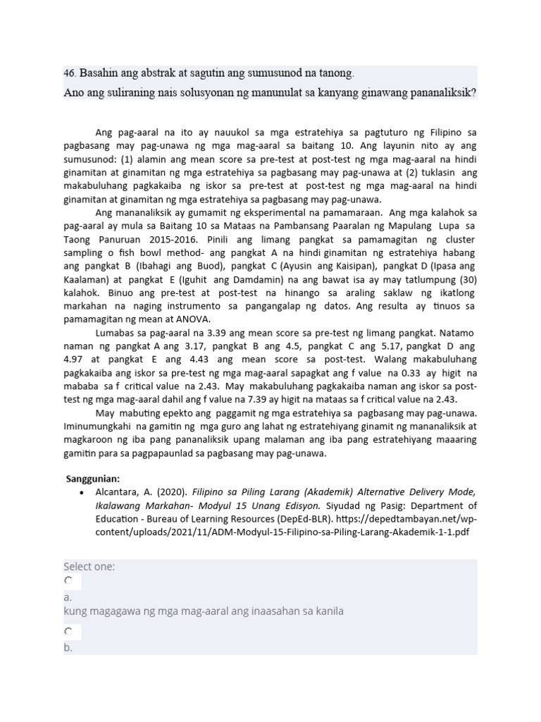 Filipino Oa Part 4 | PDF