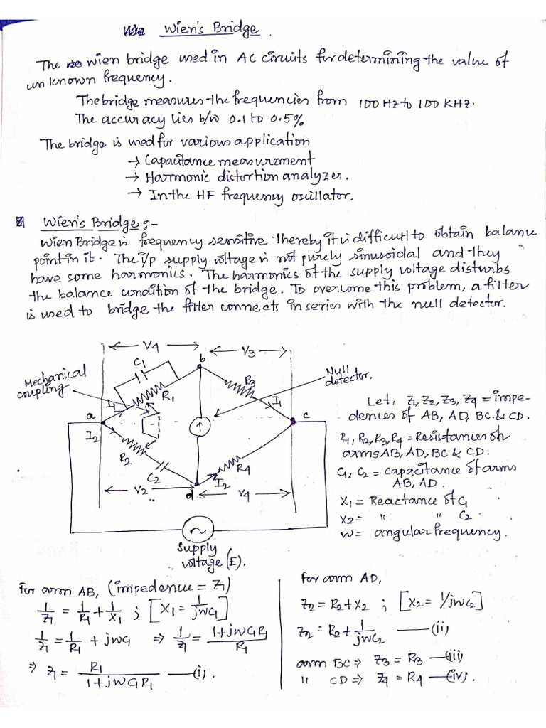 Wien Bridge Circuit Analysis Guide | PDF | Metrology | Physical Phenomena