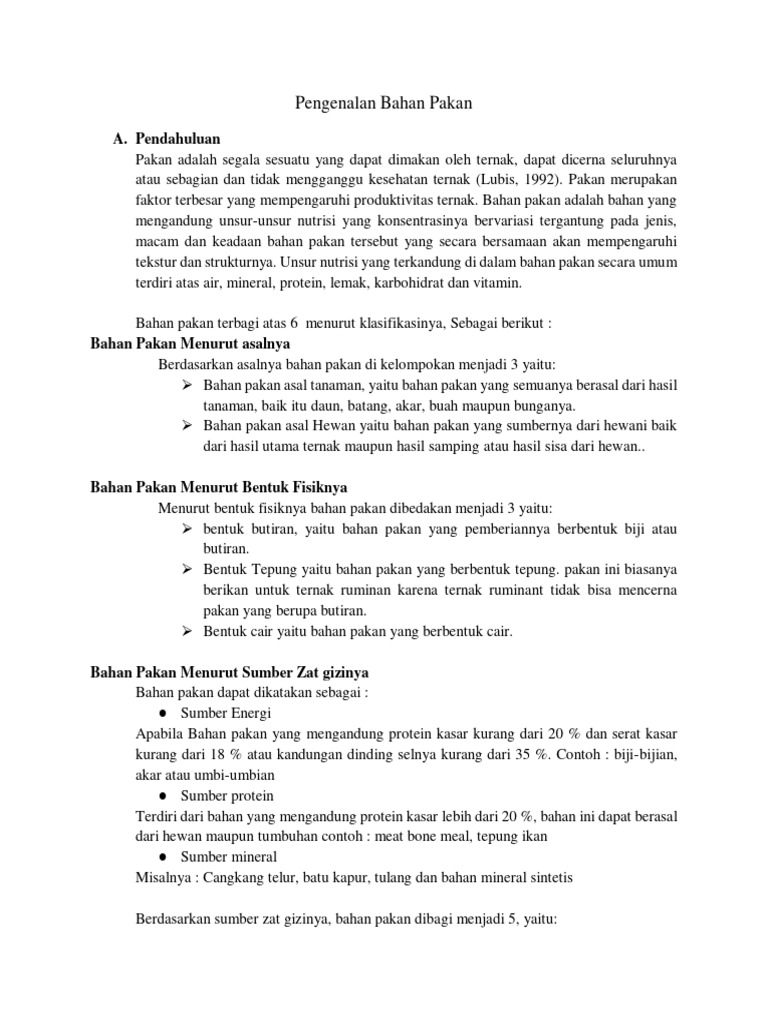 (ASLAB BPFR 1) Pengenalan Bahan Pakan | PDF