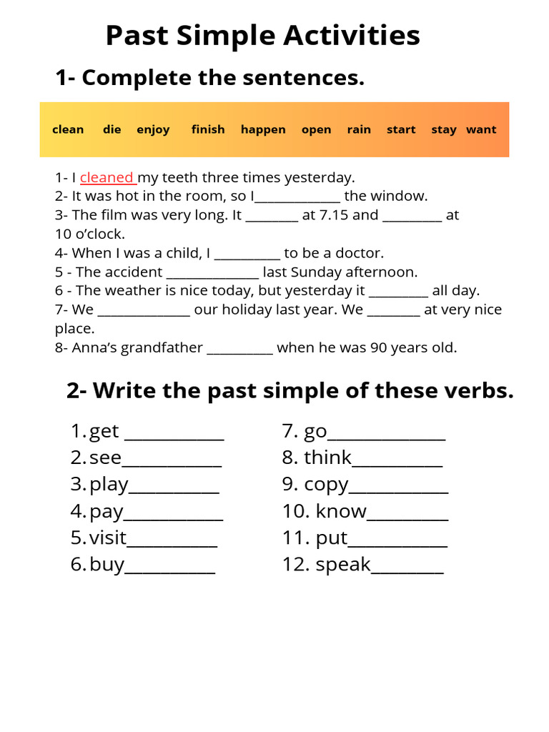 Past Simple Activities | PDF