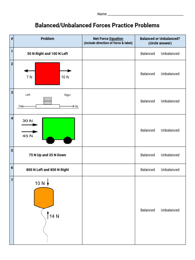 Forces Practice Problems Guide | PDF