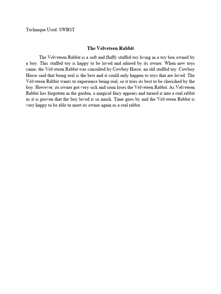 The Velveteen Rabbit | PDF | Home & Garden