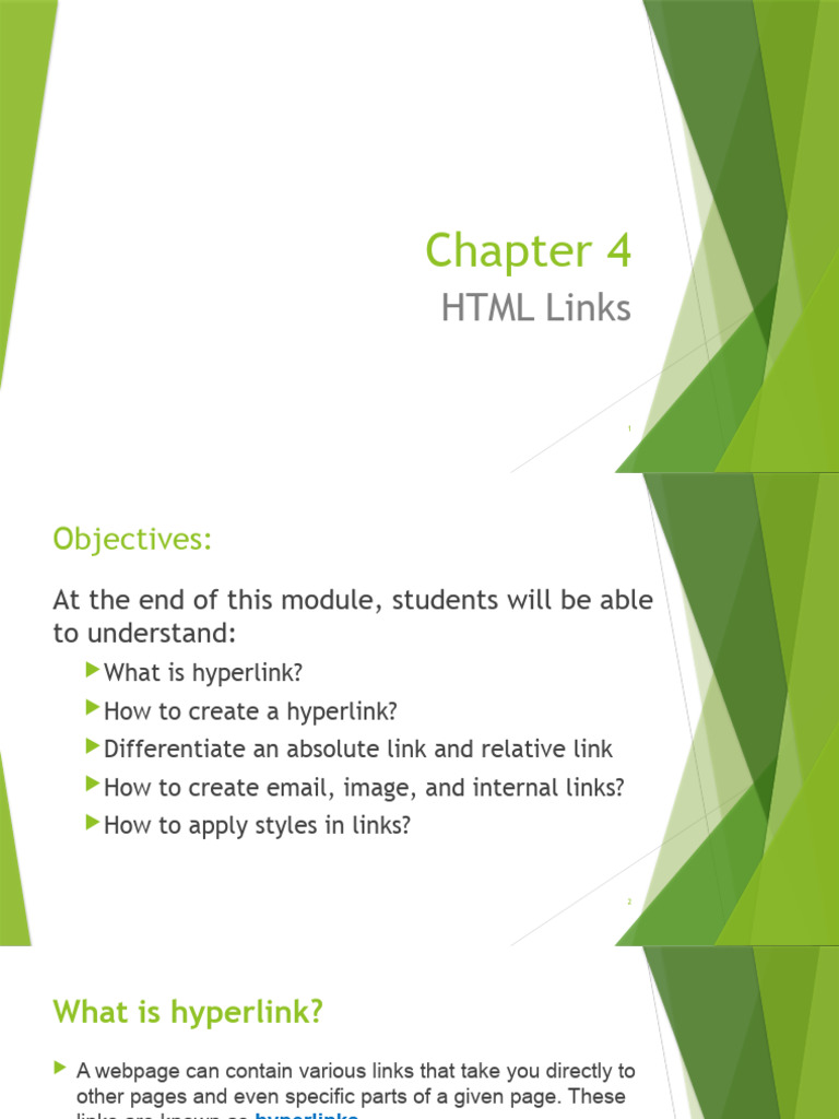 Chapter 4 - Working With Links | PDF | Hyperlink | Html Element