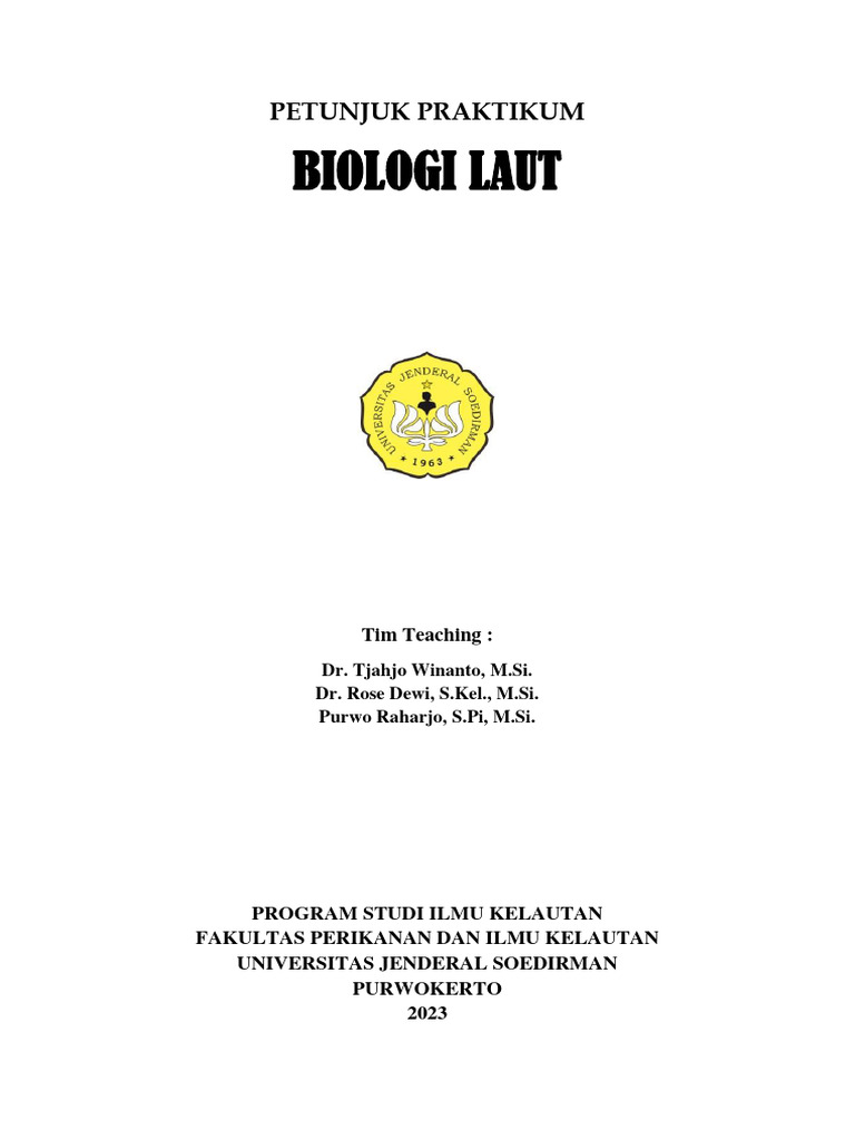 Petunjuk Praktikum Biologi Laut 2023 | PDF