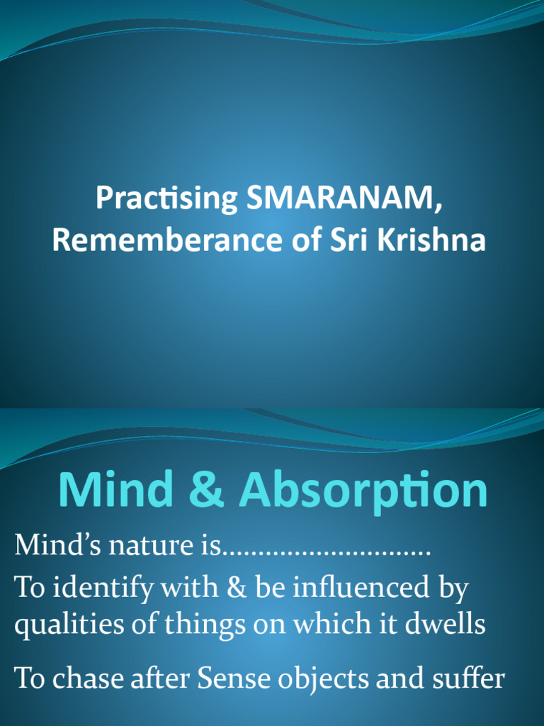 Practising SMARANAM, Rememberance of Sri Krishna | PDF | Mind | Vaishnavism