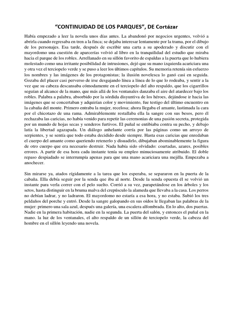 4.continuidad de Los Parques (Con Actividad) | PDF | Cuentos